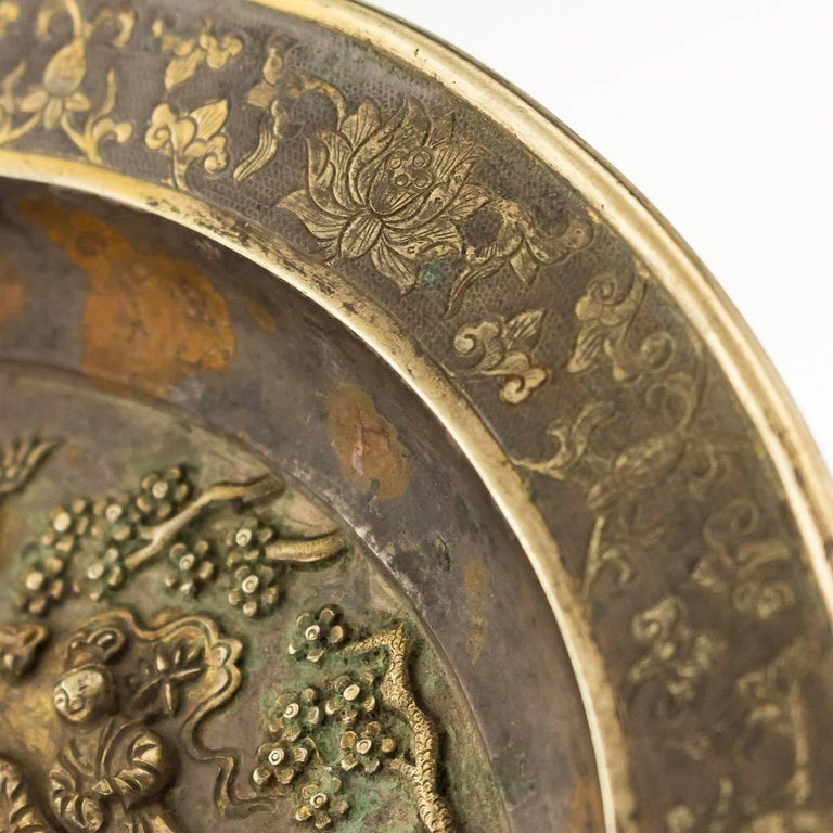 Antique Rare Chinese Ming Dynasty Solid Silver-Gilt Dish, circa 1640 at ...