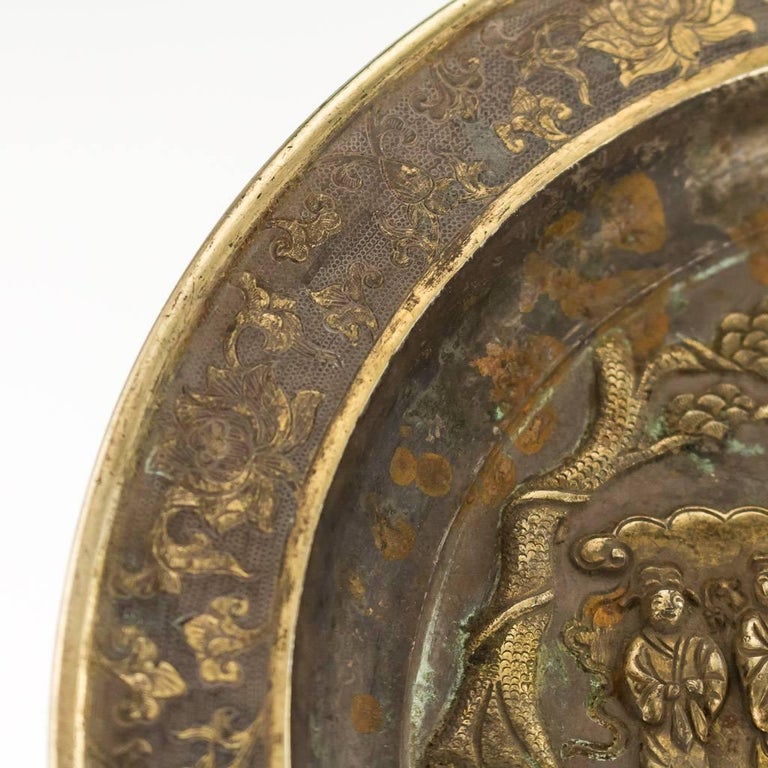 Antique Rare Chinese Ming Dynasty Solid Silver-Gilt Dish, circa 1640 at ...