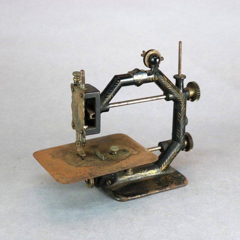Antique Rare Form Early Ebonized and Gilt Table Top Sewing Machine ...