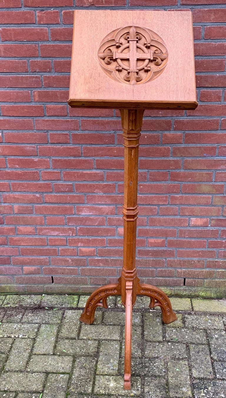 Antique and Rare Gothic Revival Carved Oak Lectern / Bible and ...