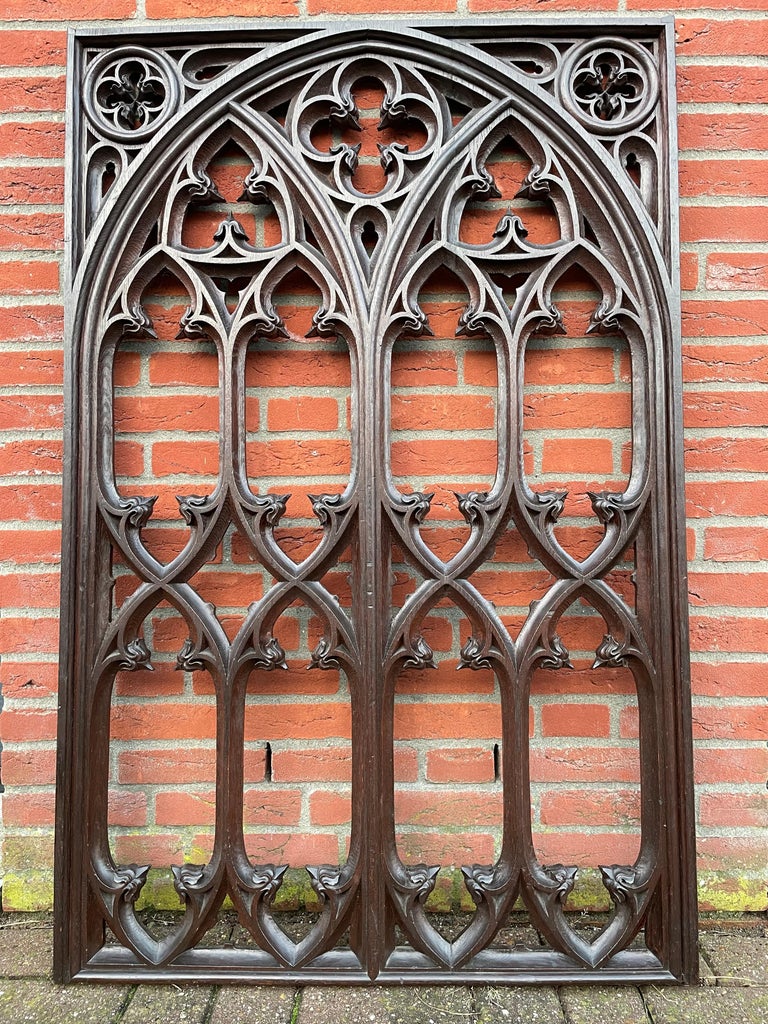 Antique and Rare Hand Carved Oak Gothic Revival Church or Monastery ...