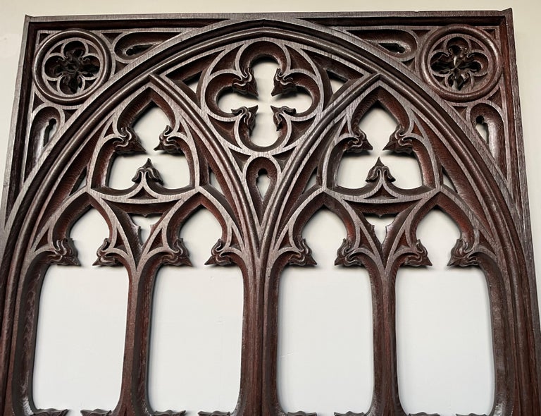 Antique and Rare Hand Carved Oak Gothic Revival Church or Monastery ...