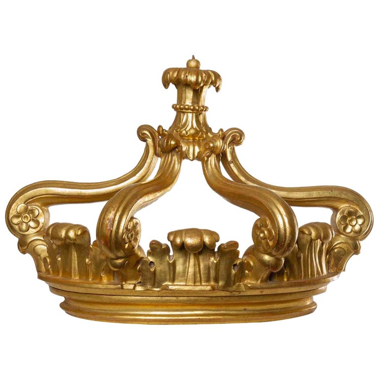 Gilded Antique Crown Wooden Sculpture at 1stDibs