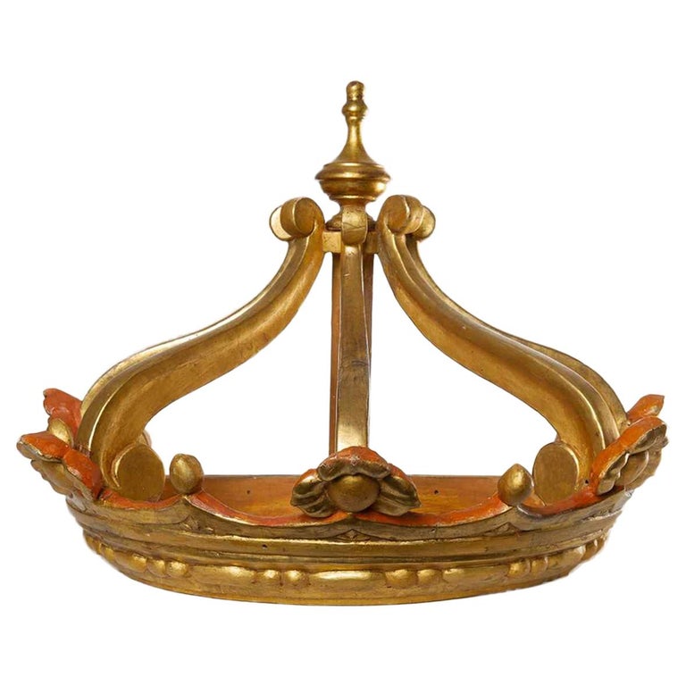 Gilded Wood Antique Crown Sculpture at 1stDibs