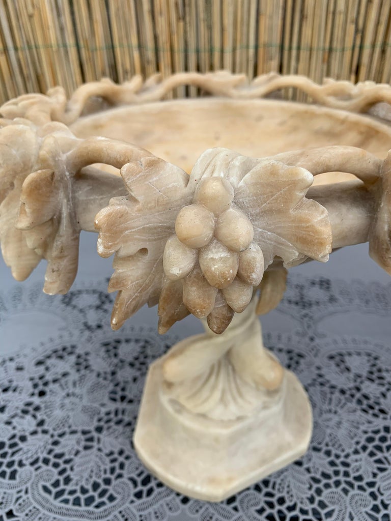 Antique and Rare Pair of Hand Carved Italian Alabaster Tazza Table ...
