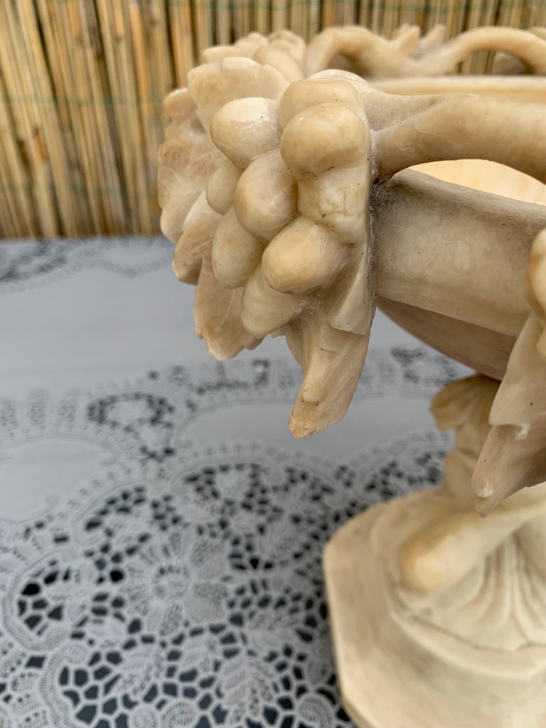 Antique and Rare Pair of Hand Carved Italian Alabaster Tazza Table ...