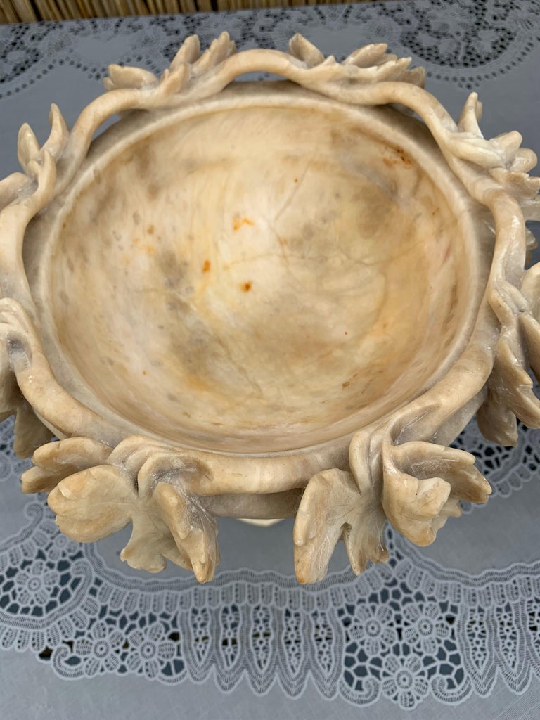 Antique and Rare Pair of Hand Carved Italian Alabaster Tazza Table ...
