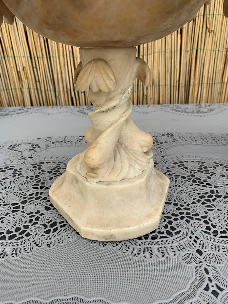 Antique and Rare Pair of Hand Carved Italian Alabaster Tazza Table ...