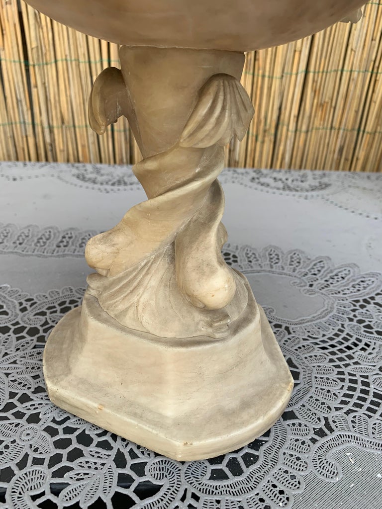 Antique and Rare Pair of Hand Carved Italian Alabaster Tazza Table ...