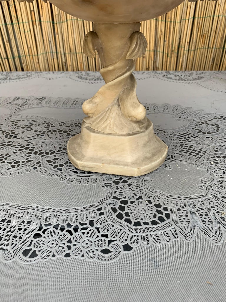 Antique and Rare Pair of Hand Carved Italian Alabaster Tazza Table ...