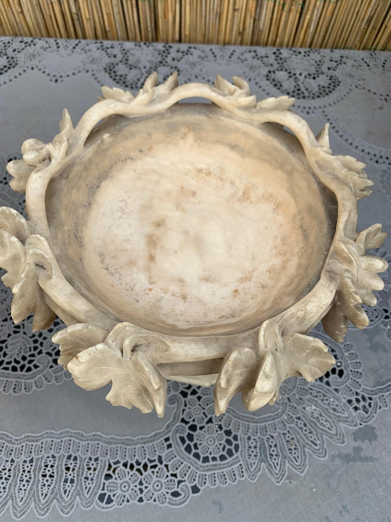 Antique and Rare Pair of Hand Carved Italian Alabaster Tazza Table ...