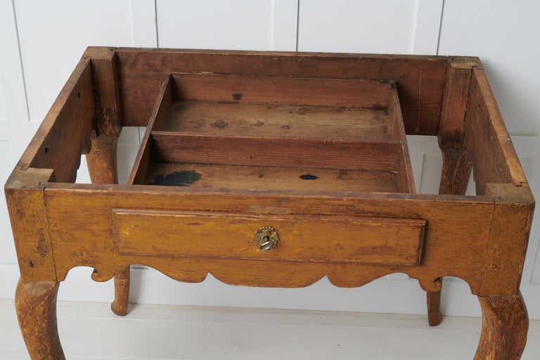 Antique Rare Swedish Baroque Pine Wall Table For Sale at 1stDibs