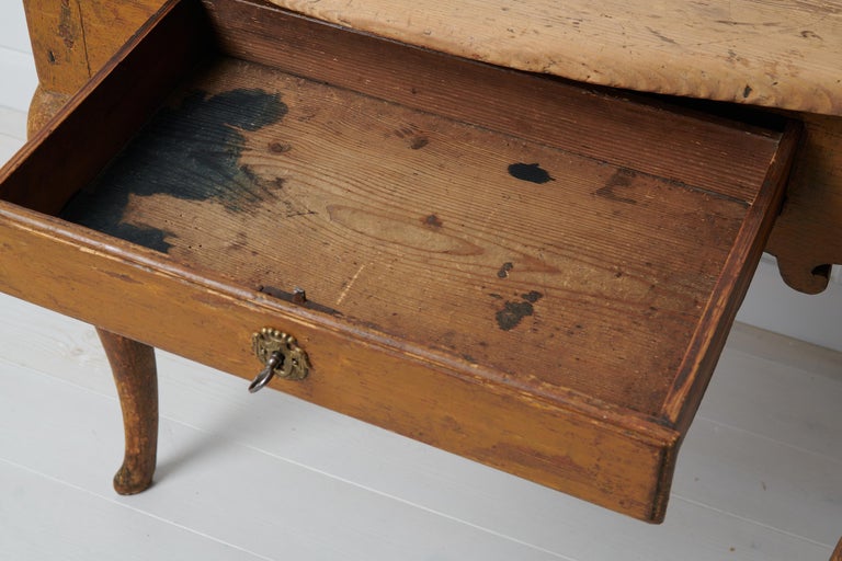 Antique Rare Swedish Baroque Pine Wall Table For Sale at 1stDibs