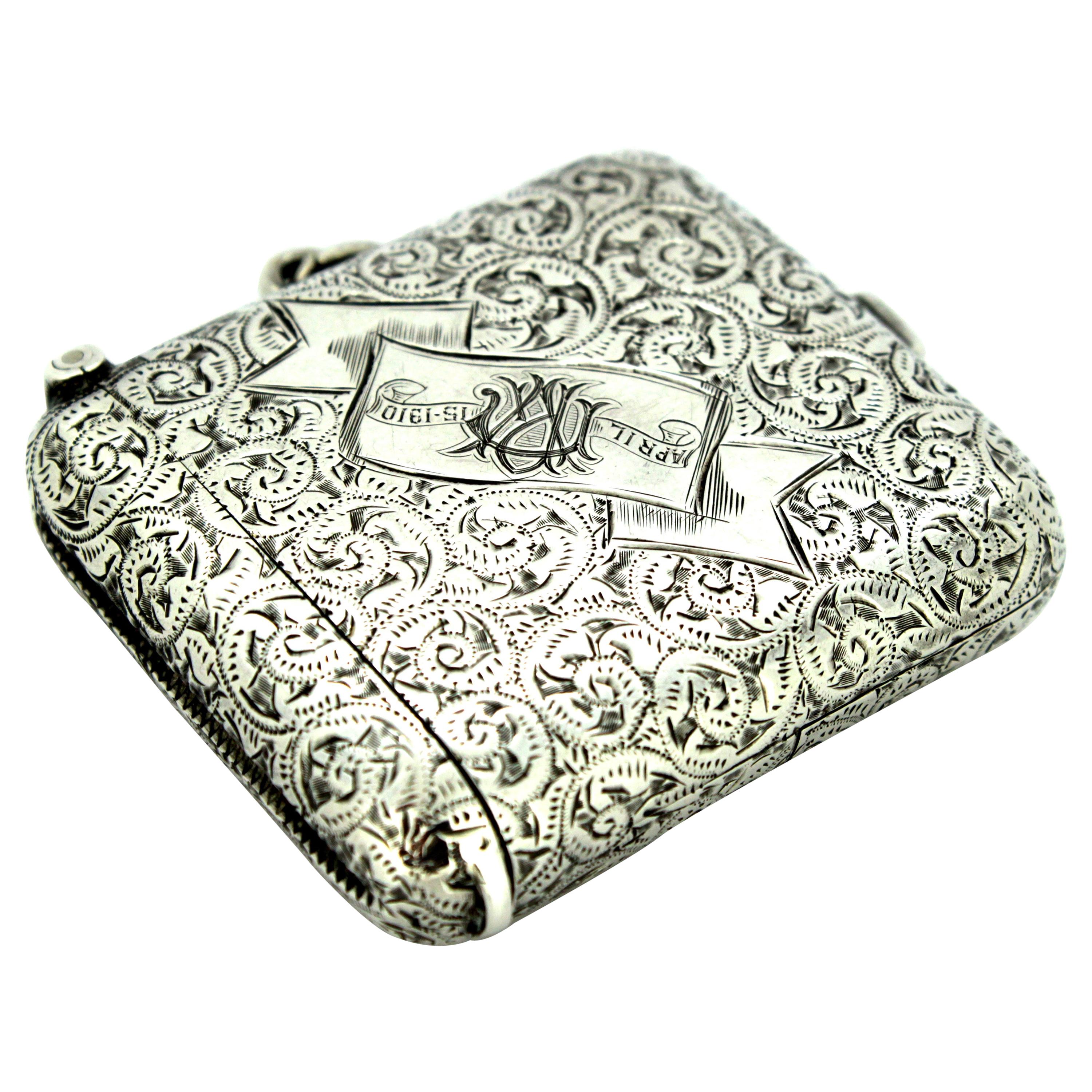 Antique Victorian Sterling Silver Vesta Case by Samuel M Levi at 1stDibs