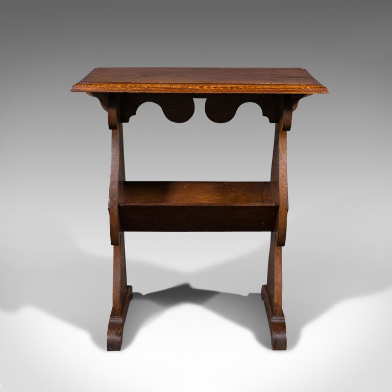 Antique Reader's Stand, English, Oak, Side Table, Book Trough ...