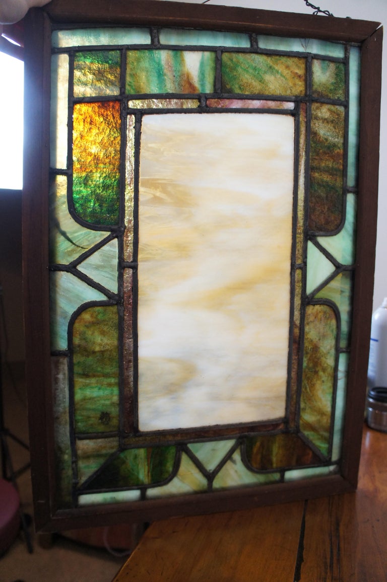 Antique Reclaimed Arts And Crafts Leaded Stained Slag Glass Window