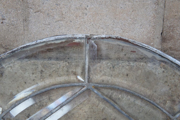Antique Reclaimed Leaded Glass Palladium Demilune Transom Window Insert ...
