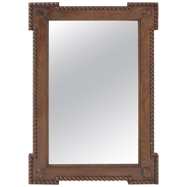 Antique Rectangular Beveled Mirror in Oak Frame, Scotland 1920, B1917 ...