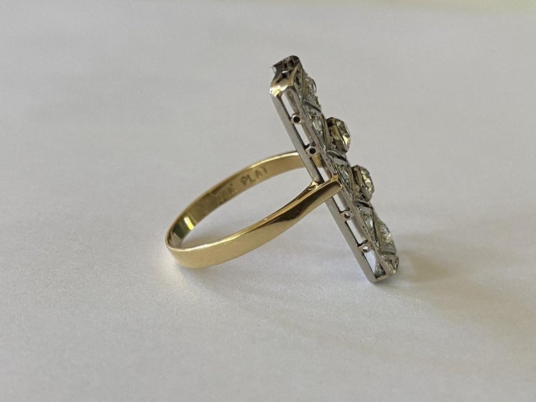 Antique Rectangular Diamond Dinner Ring For Sale at 1stDibs