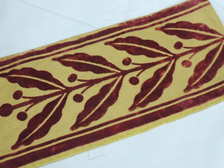 Antique Red and Gold Silk and Velvet Decorative Trim For Sale at 1stDibs