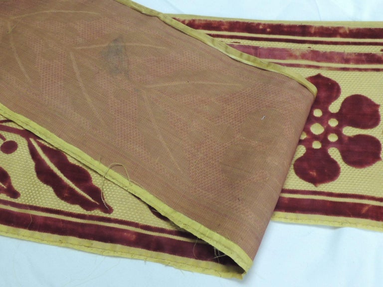 Antique Red and Gold Silk and Velvet Decorative Trim For Sale at 1stDibs
