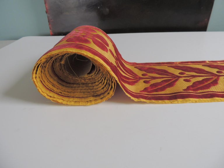 Antique Red and Gold Silk and Velvet Decorative Trim For Sale at 1stDibs