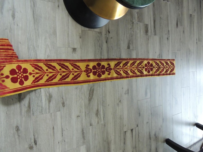 Antique Red and Gold Silk and Velvet Decorative Trim For Sale at 1stDibs