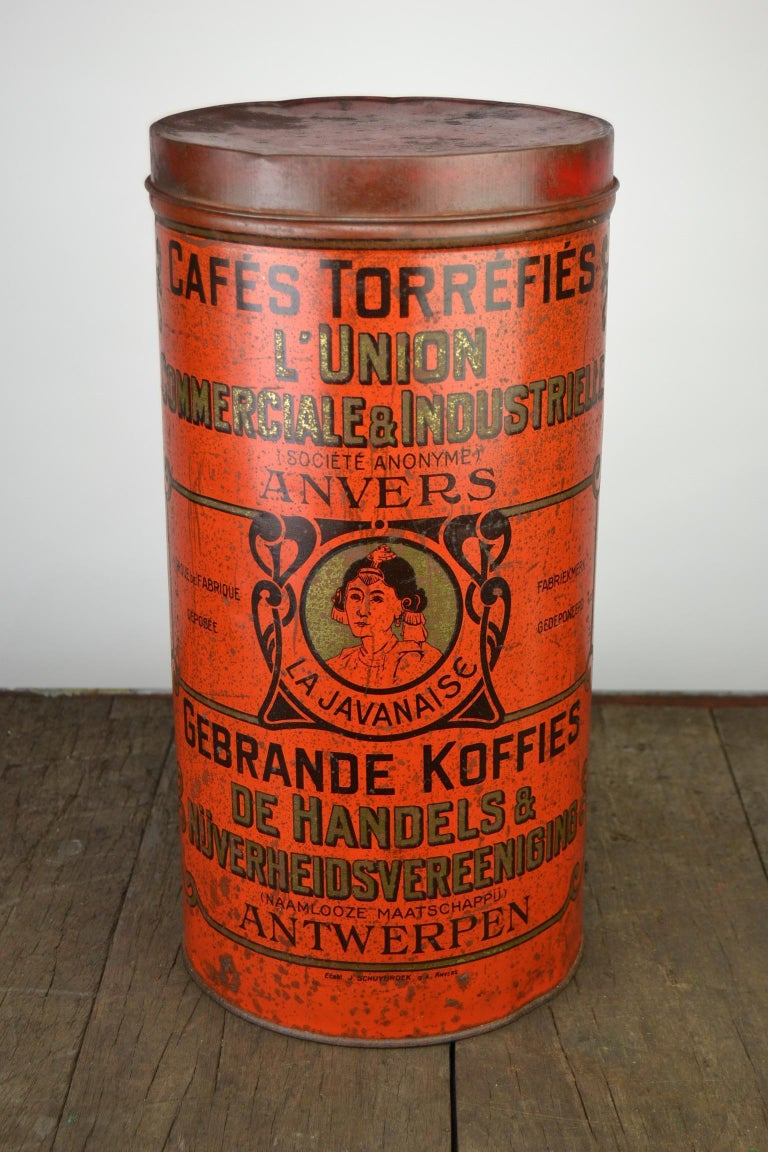 Antique Red Coffee Tin, Antwerp, Belgium For Sale at 1stDibs | vintage ...