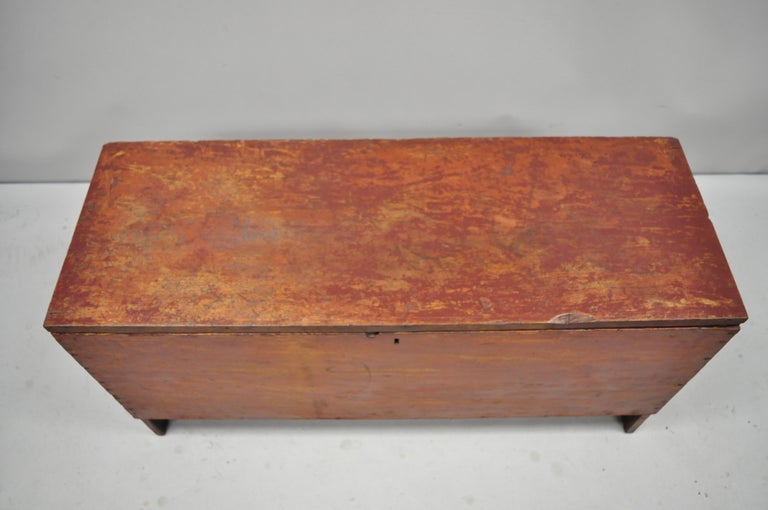 Antique Red Distress Painted American Primitive Small Rustic Blanket ...