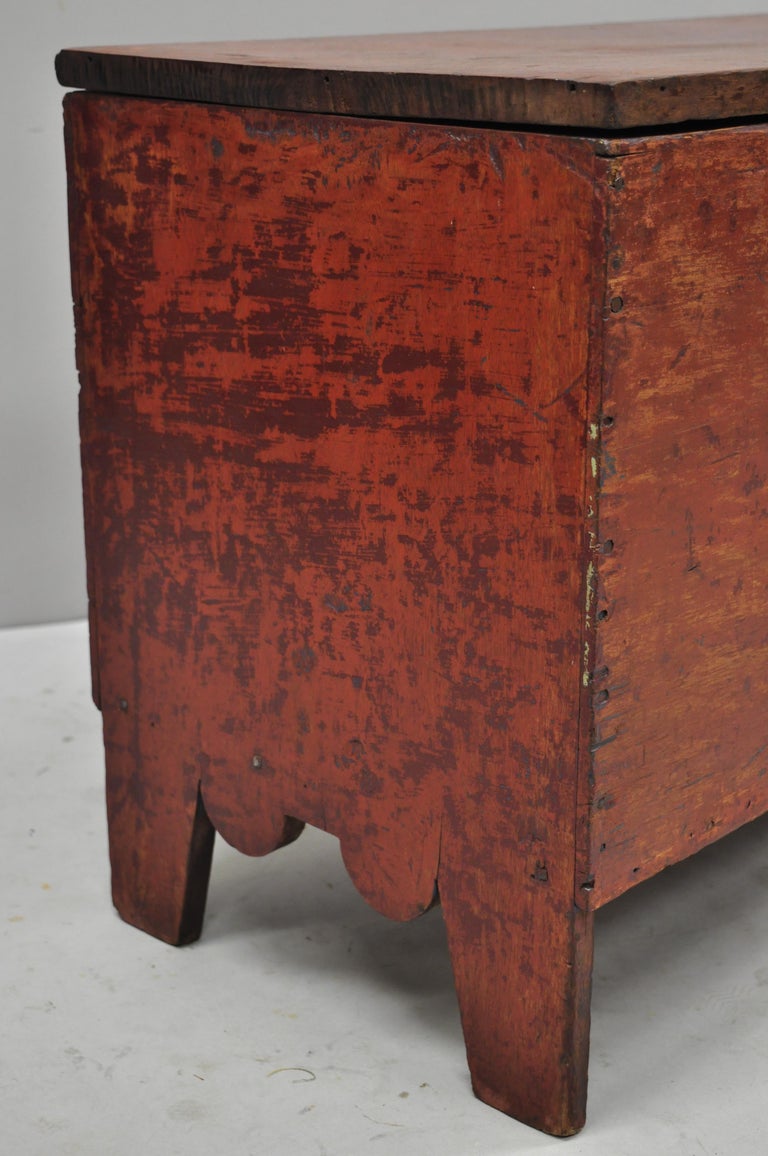 Antique Red Distress Painted American Primitive Small Rustic Blanket ...