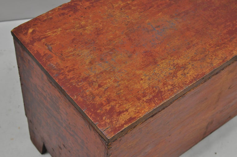 Antique Red Distress Painted American Primitive Small Rustic Blanket ...