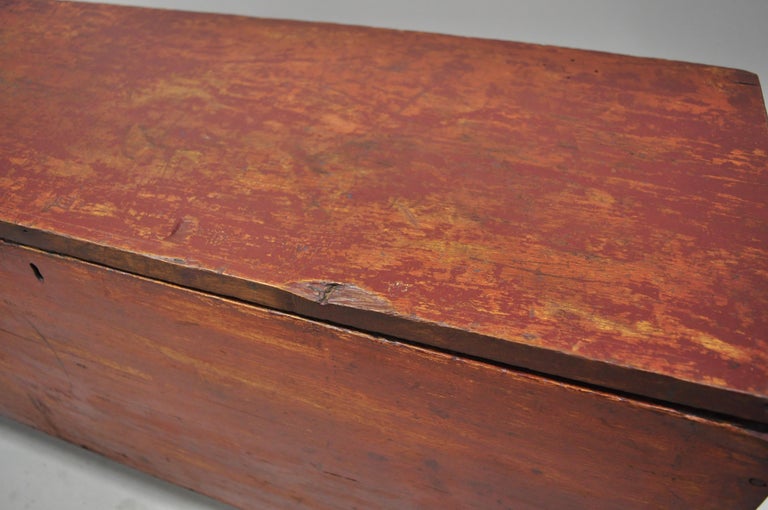 Antique Red Distress Painted American Primitive Small Rustic Blanket ...