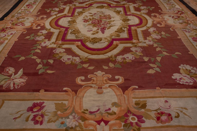 Antique Red French Aubusson Carpet For Sale at 1stDibs
