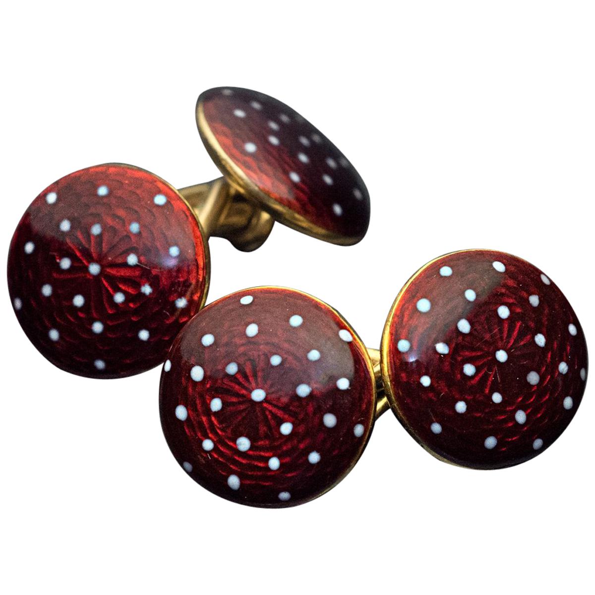 Red Enamel Antique Cufflinks For Sale at 1stdibs
