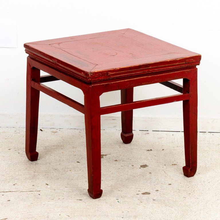 Antique Red Lacquered Chinese Side Table For Sale at 1stDibs