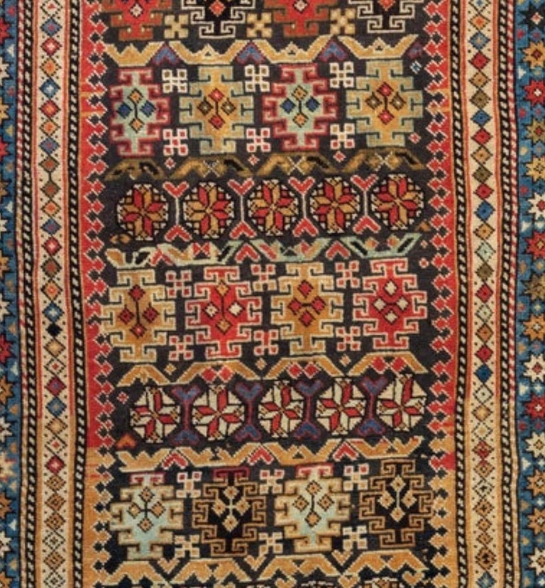 Antique Red Navy Blue Ivory Geometric Tribal Caucasian Chichi Rug c ...