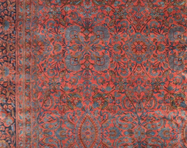 Antique Red Navy Blue Persian Manchester Wool Kashan Large Area Rug For ...