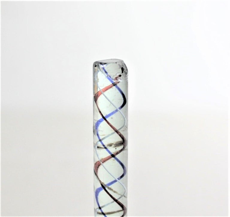 Antique Red White and Blue Swirled End of Day Glass Walking Stick or ...