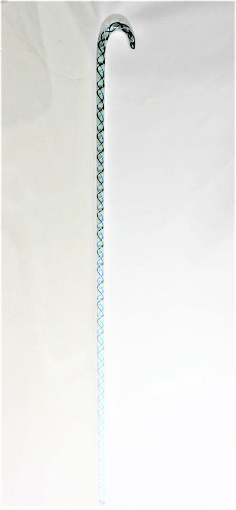 Antique Red White and Blue Swirled End of Day Glass Walking Stick or ...