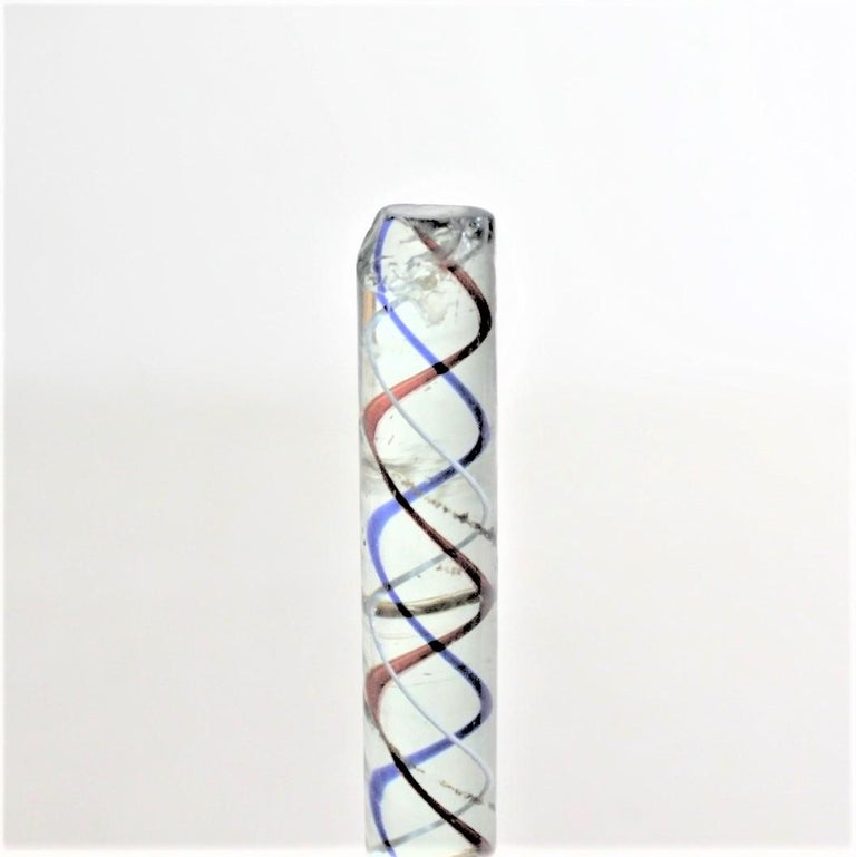Antique Red White and Blue Swirled End of Day Glass Walking Stick or ...