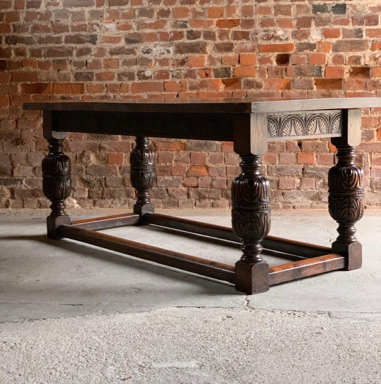 Antique Refectory Dining Table and Six Dining Chairs 17th Century Style ...