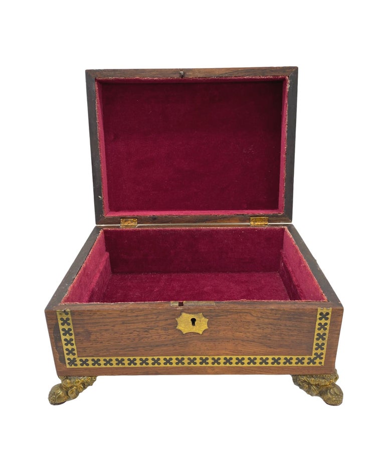 Antique Regency Box in Rosewood with Inlaid Ebony and Brass, English ...