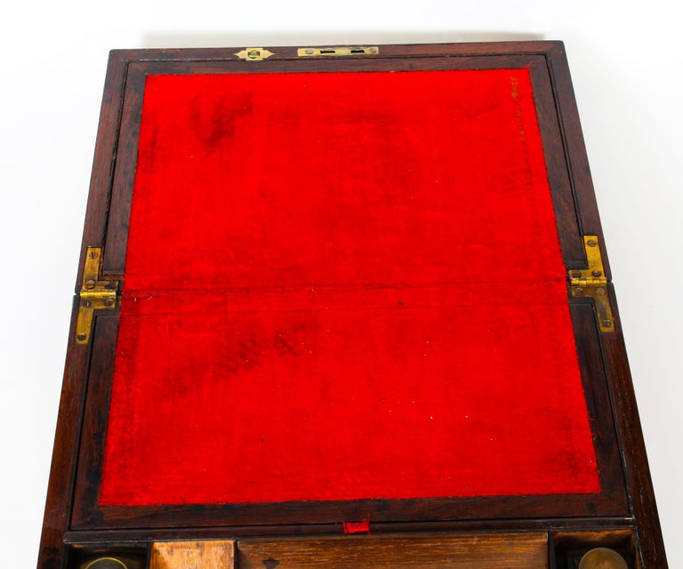 Antique Regency Brass Inlaid Boulle Writing and Stationery Slope, 19th ...