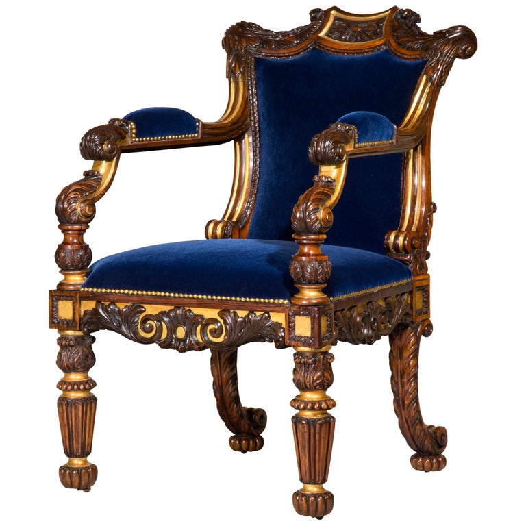 Antique Regency Carved and Gilded Desk Armchair, Circa 1825 For Sale at ...