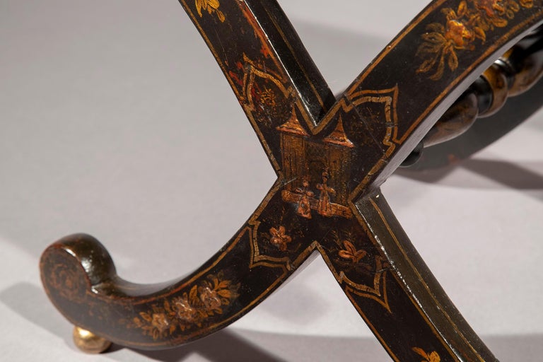 Antique Regency Chinoiserie X-Frame Stool at 1stDibs