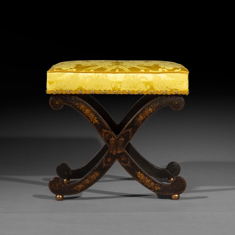 Antique Regency Chinoiserie X-Frame Stool at 1stDibs