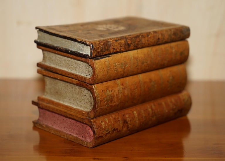 Antique Regency circa 1820 Brown Leather Faux Books Shot Glass Drinks ...