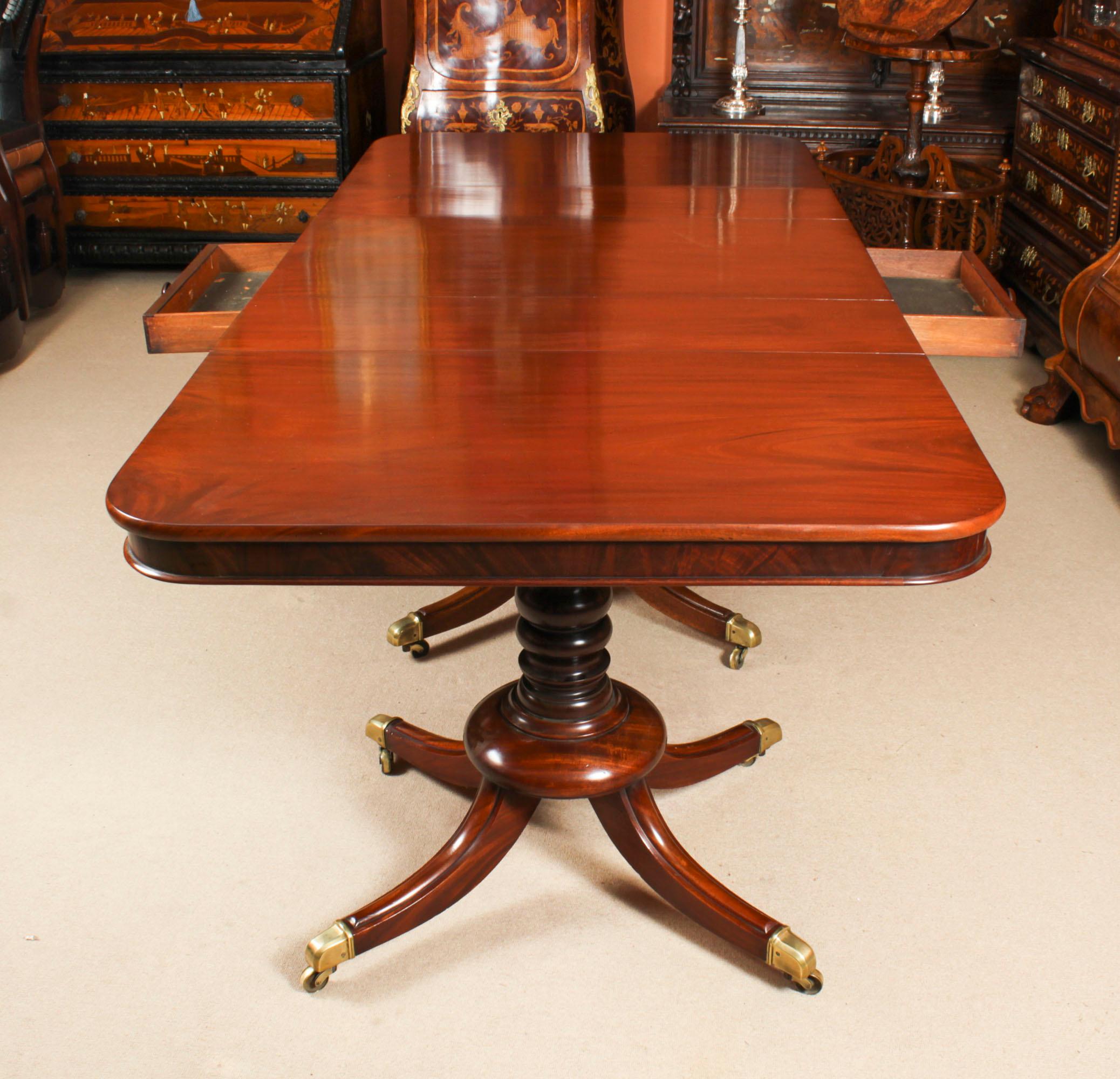 Antique Regency Dining Table 19th Century and 10 Vintage Dining Chairs ...