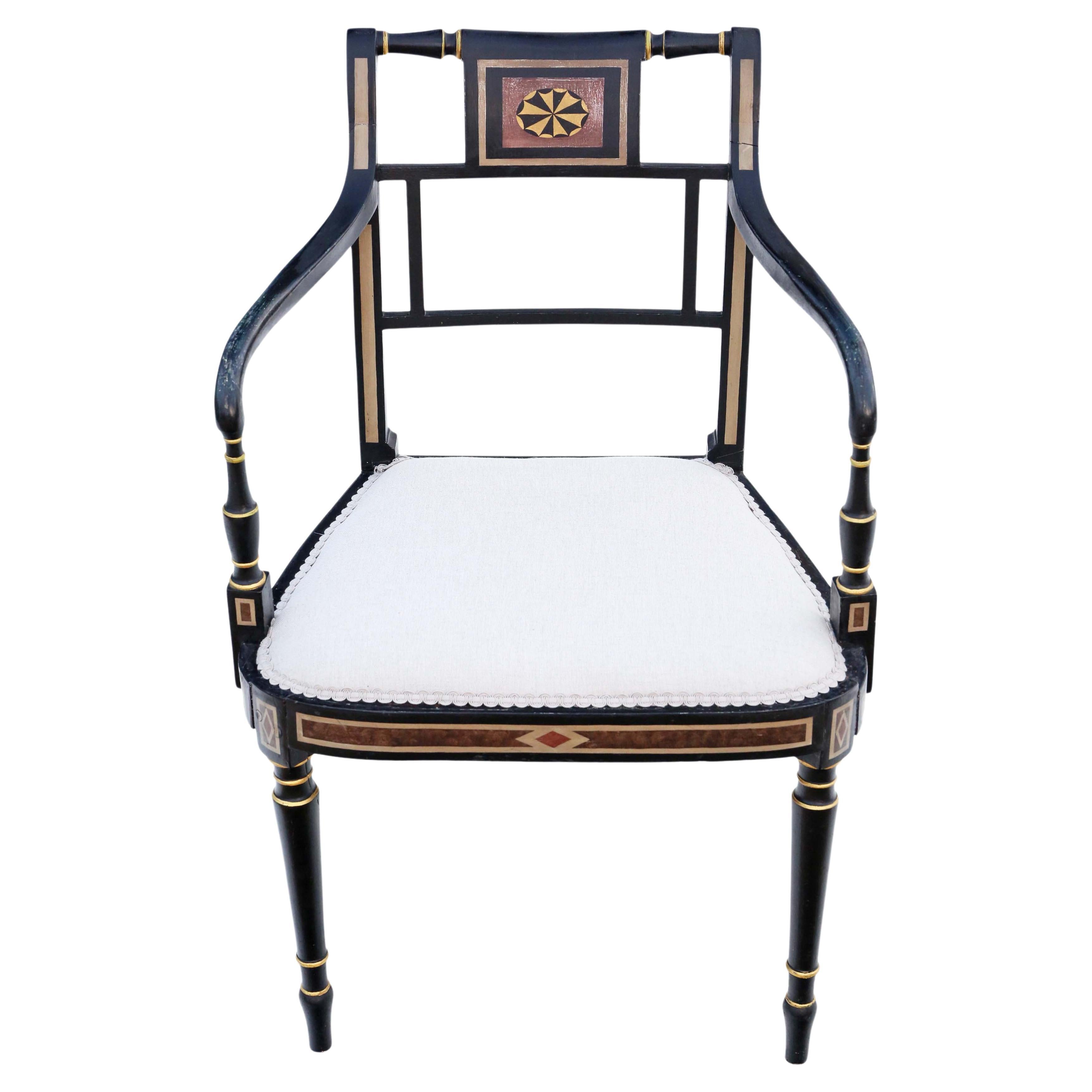 Pair of Antique British Colonial Teak and Rattan Hall Elbow Chairs ...