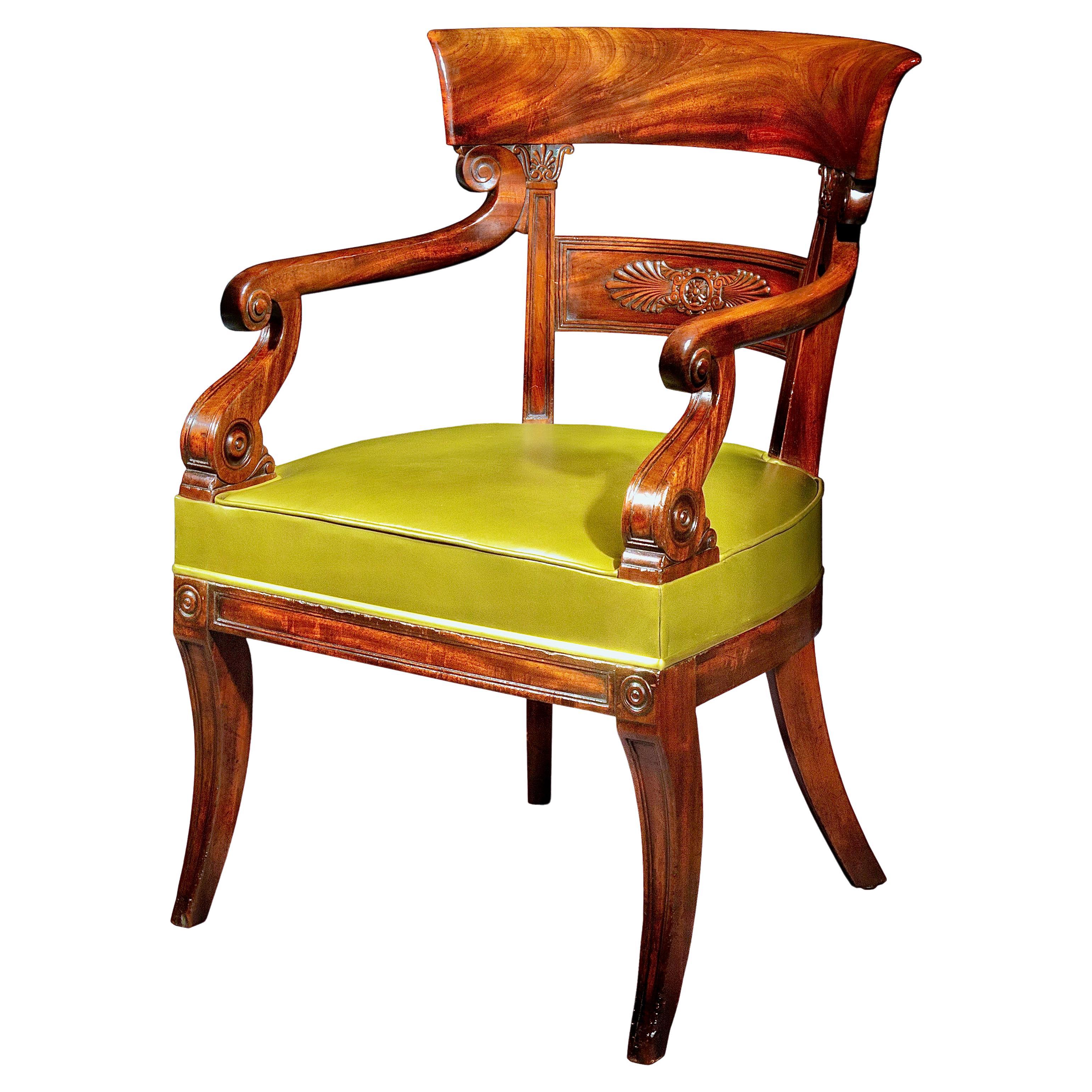 Large Neoclassical Desk Armchair, circa 1950 For Sale at 1stDibs